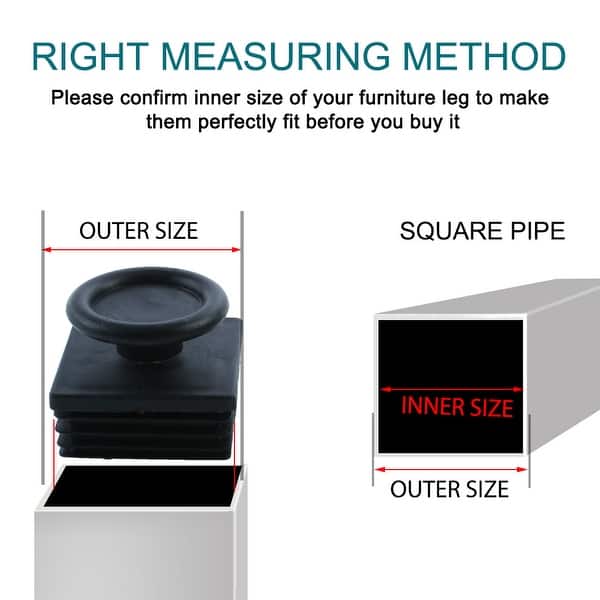 10 Sets M8 Threaded Leveling Feet Plastic Square Tube Insert Kit ...