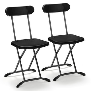 2-Pack Folding Chair with Wide Seat & Ergonomic Backrest Black/White ...
