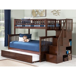Columbia Staircase Bunk Bed Twin over Full with Twin Trundle in Walnut ...