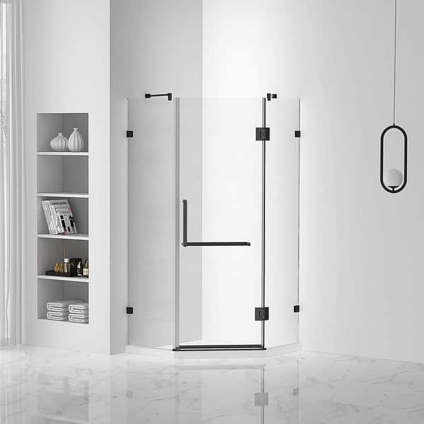 Fine Fixtures Shower Enclosure Neo Angle Frameless Tempered Glass - Bed ...