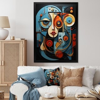 Designart "Cubist Interplay Portrait Collage" Cubism Framed Wall Art ...