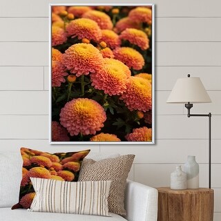 Designart "Yellow Peach Mums In Bloom" Mums Framed Wall Art Prints ...