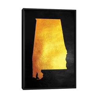 iCanvas "Alabama Gold Map" by Adrian Baldovino Framed Canvas Print ...