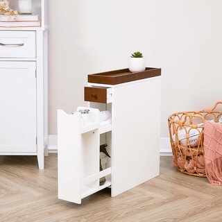 White Narrow Cabinet with Drawers and Tray - Bed Bath & Beyond - 37291359