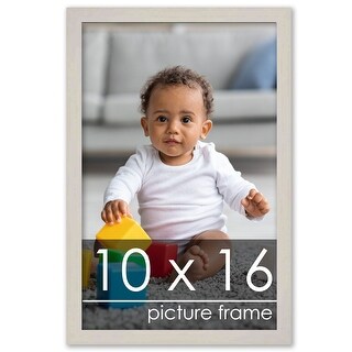 10x16 Traditional White Washed Complete Wood Picture Frame with UV ...