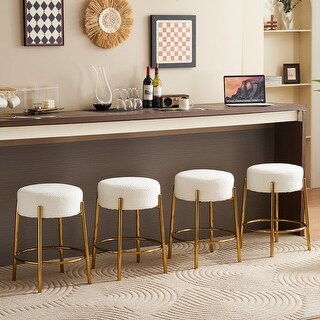 Round Armless Bar Stools Modern Upholstered Dining Stools Practical Bar ...
