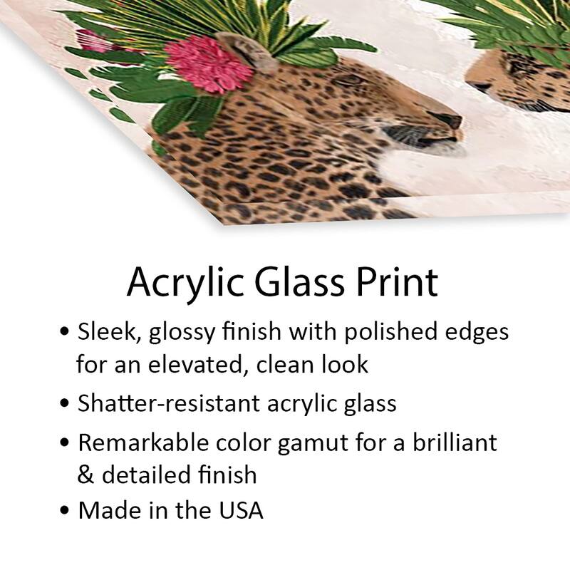 Hot House Leopards, Pair, Pink Green Print On Acrylic Glass by Fab ...