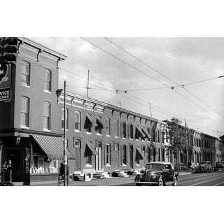 Baltimore Row Houses Black and White Gallery Wrapped Canvas - Bed Bath ...