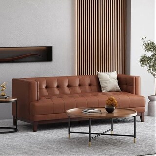 81" Brown Faux Leather Sofa - Bed Bath & Beyond - 40604649