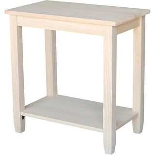 Accent Table, Solid Parawood, Unfinished, 24" W x 14" D x 25" H, Paint ...