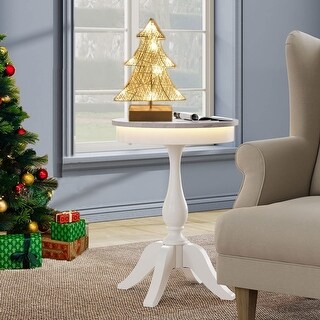 End Side Table with LED Lights, Bedside Nightstand Coffee SideTable for ...