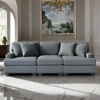 Modern 3-Seat Sofa with Removable Back and Seat Cushions, Apartment ...