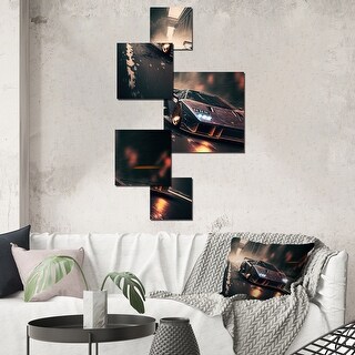 Designart "Red Italian Lambo Sports Car Racing In Urban Setting III ...