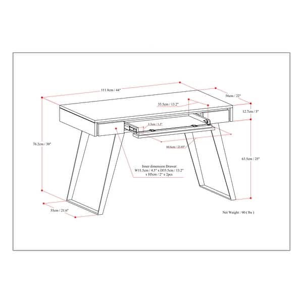 WYNDENHALL Mitchell SOLID ACACIA WOOD Modern Industrial 44 inch Wide ...