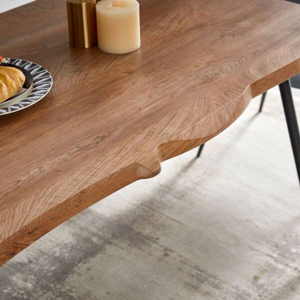 Wooden Dining Table with Metal Legs and Irregular Table Top - Bed Bath ...