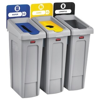 Slim Jim Recycling Station Kit, 3-Stream Landfill/Paper/Bottles/Cans ...