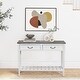 Farmhouse Distressed White Wood and Galvanize Top Console Table - 31.5 ...