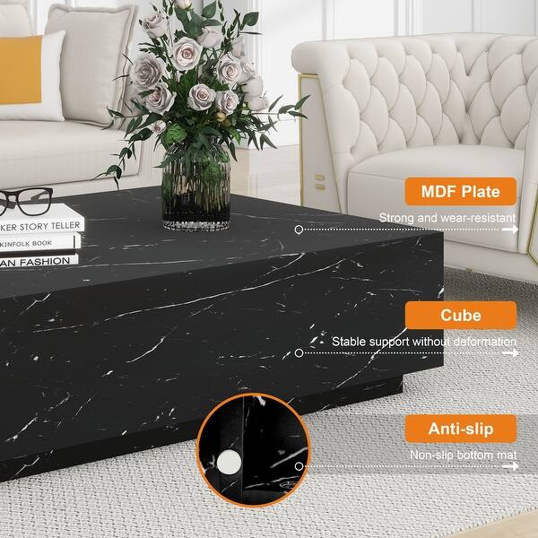 Faux Marble Solid Block Rectangular Coffee Table - On Sale - Bed Bath ...