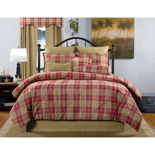 Glasgow traditional yellow and red plaid comforter set - Bed Bath ...