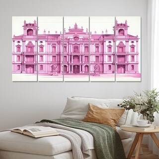 Designart "Pink Blueprint Of London Architecture I" City London ...