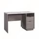 Modern Medium Grey Finish Desk with Spacious Drawers and Open Shelf for ...