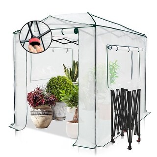 8x6 Portable, Heavy-Duty, Walk-in Pop-up Greenhouse, 2 Roll-Up Zipper ...