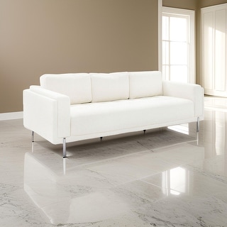 Shlo 82 Inch Sofa, Modern Cushioned Seats, Off White Fabric, Metal Legs ...