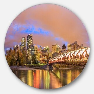 Designart 'Calgary at Night' Cityscape Photography Disc Metal Artwork ...
