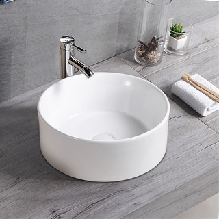 White Ceramic Vessel Bathroom Round Sink Basin - Bed Bath & Beyond ...