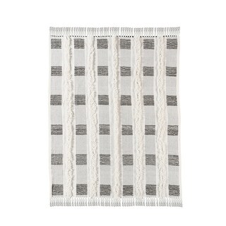 Sevita Gray/ Cream Checkered Hand-Woven Cotton Standard Size Throw ...