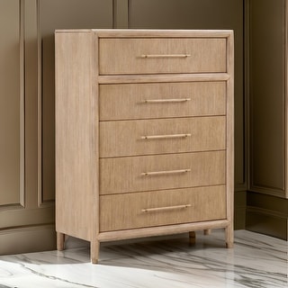 Dory 54 Inch Tall Dresser Chest, 5 Drawers, Natural Wire Brushed Brown ...