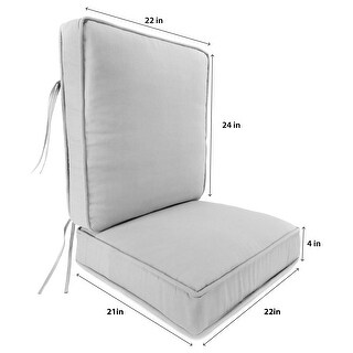 22" x 45" Boxed Edge Outdoor Deep Seat Chair Cushion Set with Ties and ...