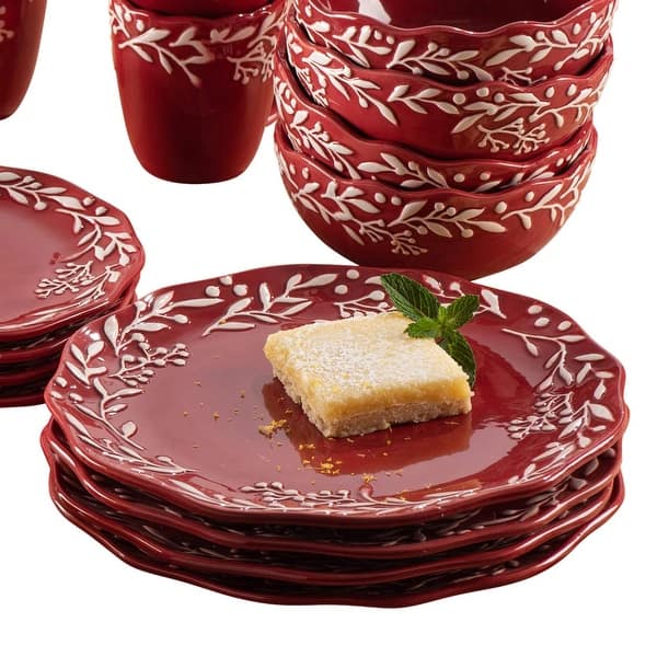 American Atelier Bianca Mistletoe 16-Piece Dinnerware Set - On Sale ...