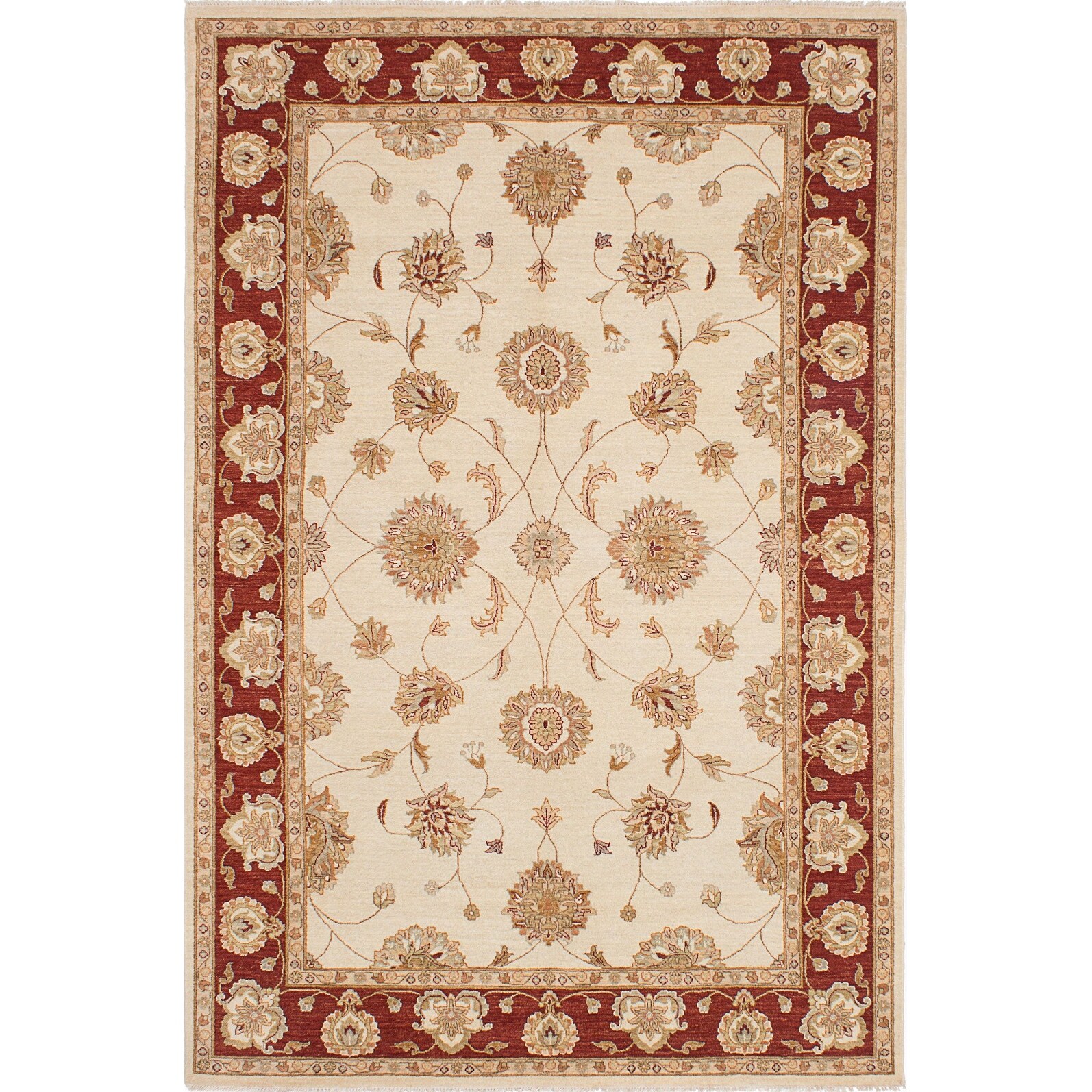 ECARPETGALLERY Hand-knotted Chobi Twisted Cream Wool Rug - 6'6" x 9'10 ...