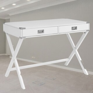 42" Solid Wood and MDF Computer Desk with Storage Drawers, Stylish ...