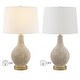 24.5-inch Washed Beige/Gold Farmhouse Table Lamp with White Linen Shade ...