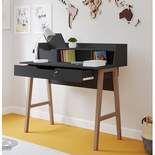 Roma Writing Desk - Elegant Wood Study Desk With Storage, Cable Holes ...