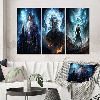 Designart "Powerful Wizard" Superheros Wall Art Set Of 3 - Blue ...