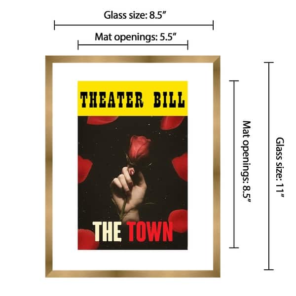 8.5x11 Gold Playbill Frame with White Mat with 1 Openings to Display 1 ...