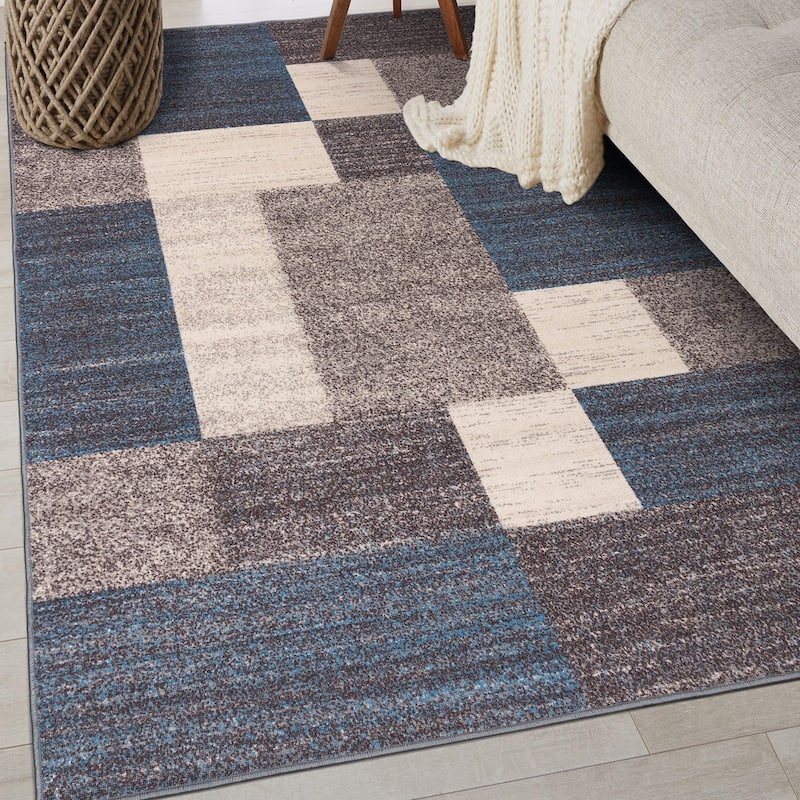 World Rug Gallery Modern Boxes Design Non-slip (Non-skid) Area Rug ...