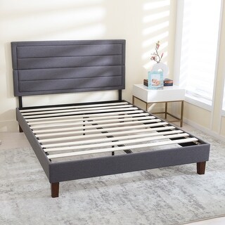 Full Size Upholstered Platform Bed Frame with Headboad and Storage ...
