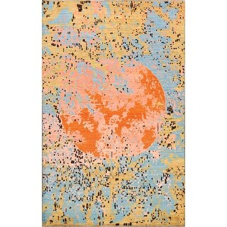 Abstract Vegetable Dye Oriental Area Rug Wool/ Silk Hand-knotted - 4'1 ...