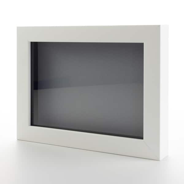 White 16x20 Wood Shadow Box with Grey Acid-Free Backing - With 11/16 ...