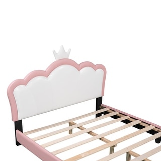 Pink Twin size Upholstered Princess Bed With Crown Headboard,Full Size ...