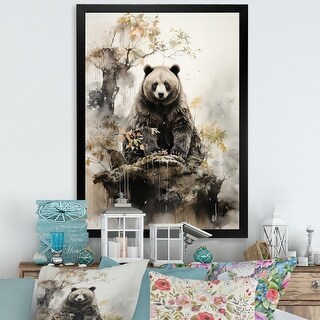 Designart "Asian Art Bear Sumi III" Asian Art Framed Wall Art Living ...