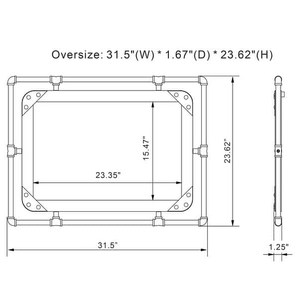 Frederick Industrial Pipe Metal and Bolted Wood Frame Wall Mount Mirror ...
