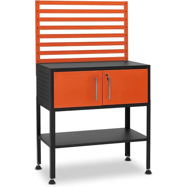 Mcombo Metal Workbench for Garage, Adjustable Worktable with Storage ...