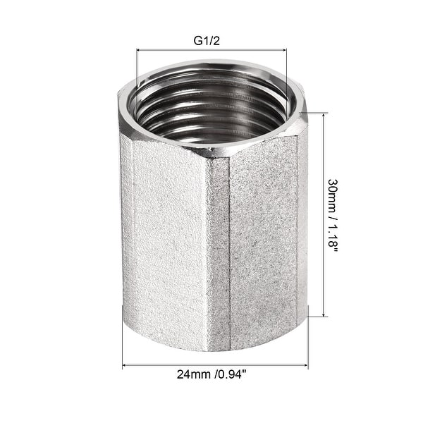 Hex Pipe Coupling Fitting Female Thread Nickel Plated Copper Connector ...