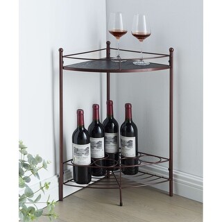 Bronze Triangular Wine Rack for 7 Bottles with Wood Shelf - Bed Bath ...