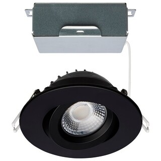 12W LED Direct Wire Downlight Gimbaled 4In CCT Selectable Round Remote ...